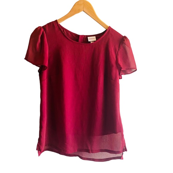 Tops | Merona Red Gauze Overlay Top | Poshmark